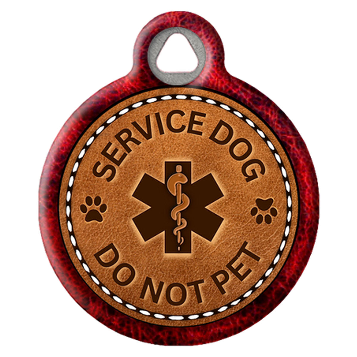 Red Faux Leather Service Dog Tag - Do Not Pet